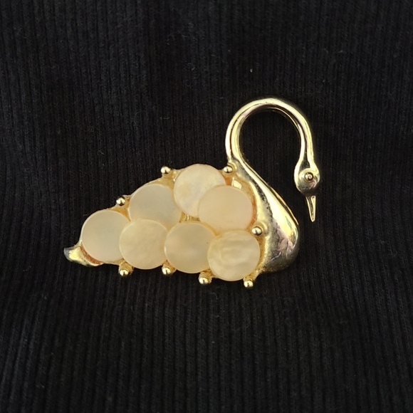 Jewelry | Vintage Mother Of Pearl Swan Brooch | Poshmark